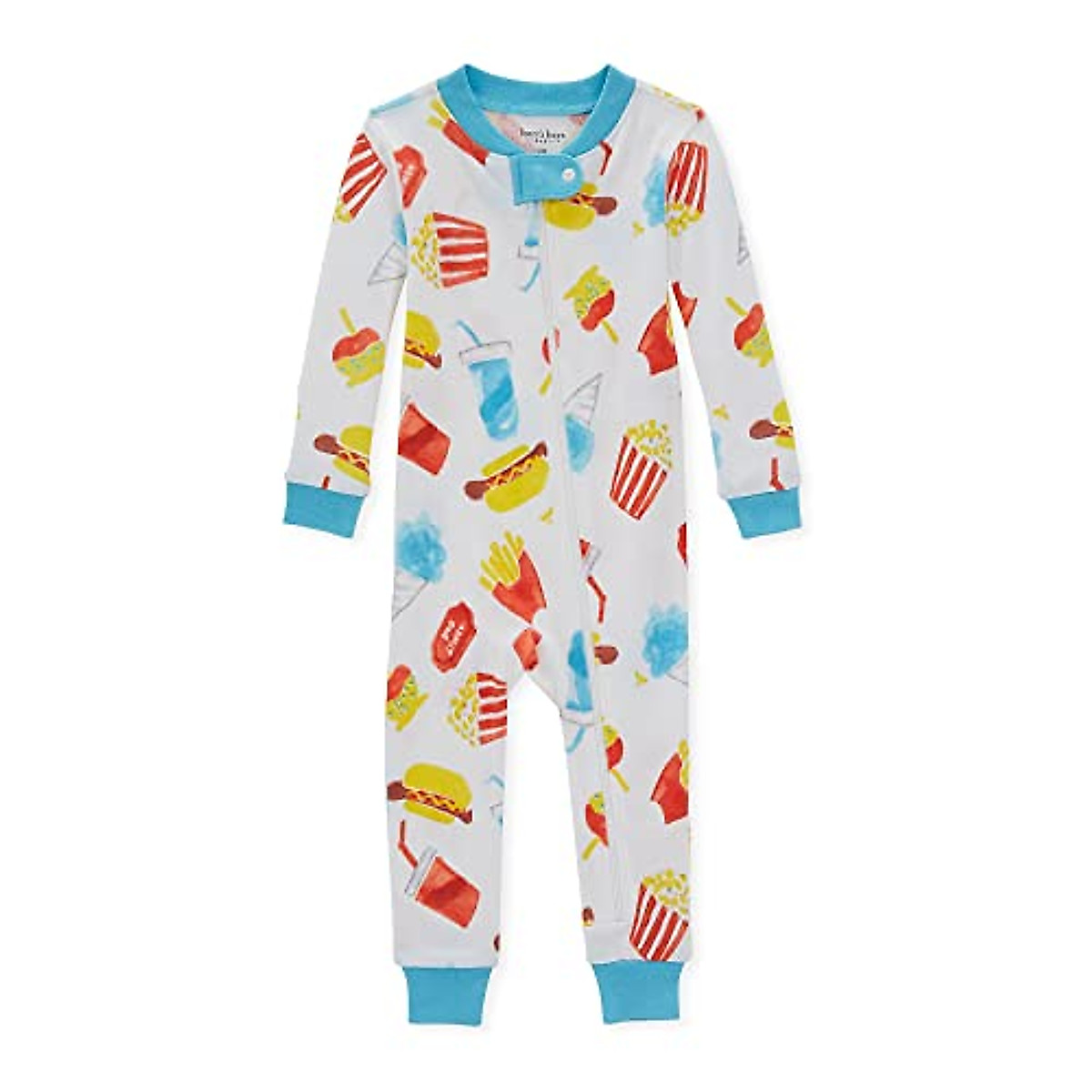 Burt's Bees Baby Boy's Baby Pajamas, Zip-Front Non-Slip Footed Sleeper Pjs, 100% Organic Cotton, Boardwalk Treats, 12 Months
