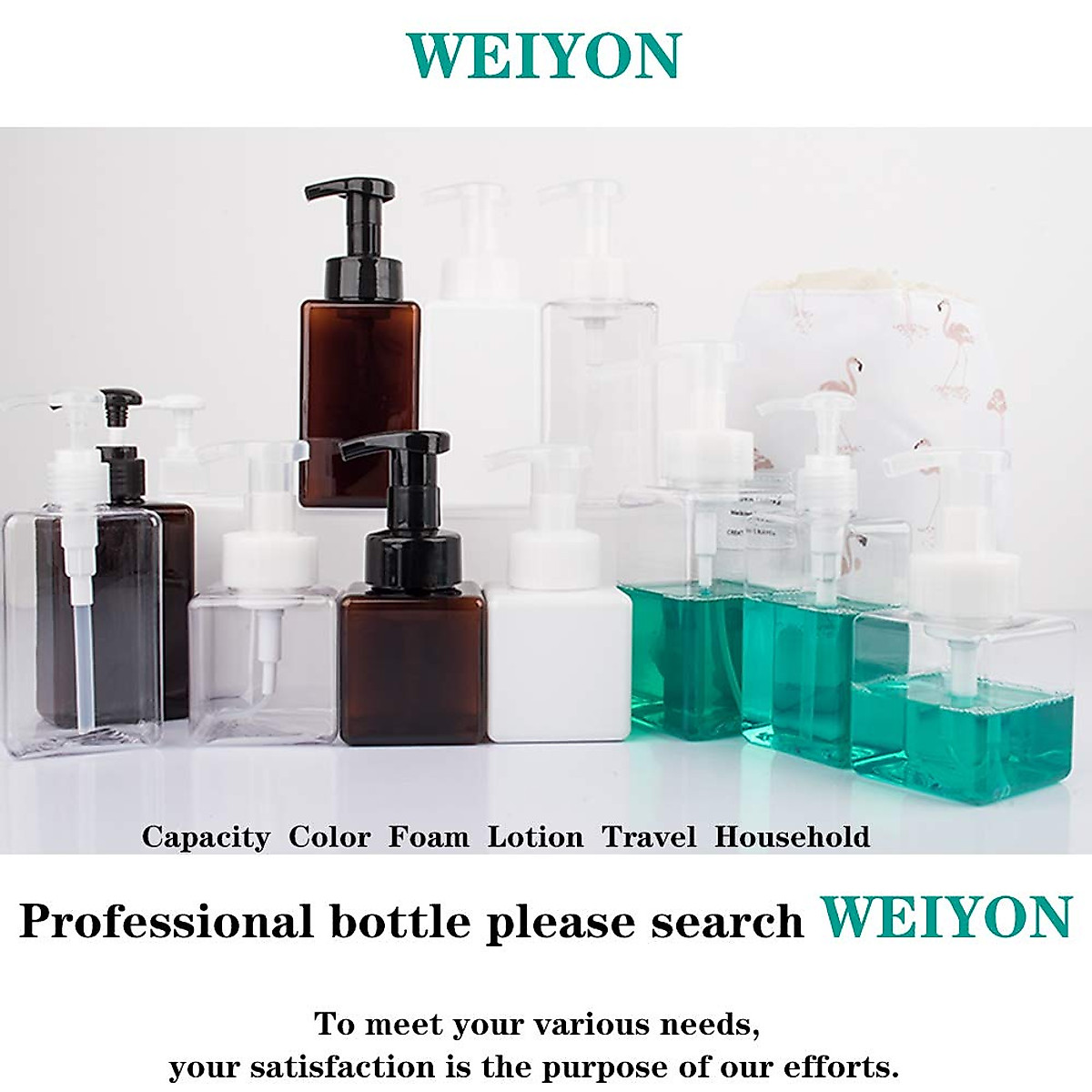 2 Pack Foaming Soap Dispenser 15oz Refillable Foam Liquid Hand Soap Empty Plastic Pump Bottle Container for Bathroom Vanities, Kitchen Sink, Hospital, Clinic, Amber Brown 450ml