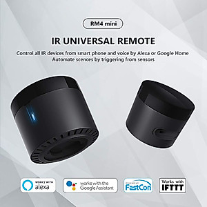 Broadlink RM4 Mini Smart Remote - IR Blaster Hub for Smart Home Automation, Infrared TV Air Conditioner Remote Replacement Compatible with Alexa, Google Assistant, IFTTT
