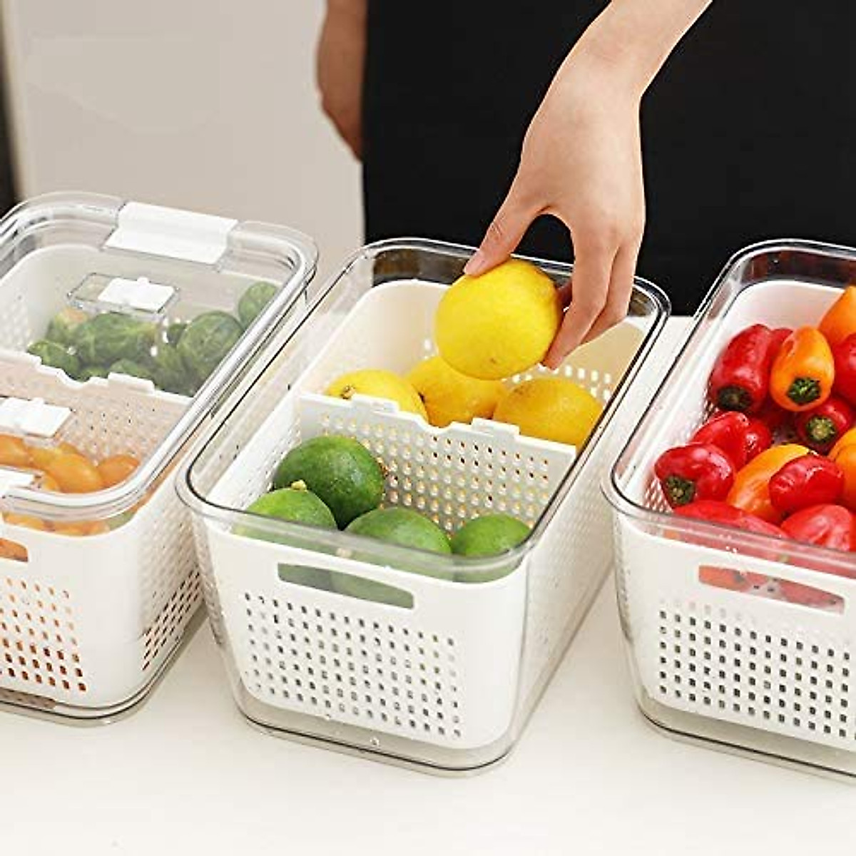 MRT Produce saver storage containers - Fresh Vegetable Fruit Storage Containers - Fridge Food Storage Containers - Keep Vegetables Fresh Easy to Clean(White, 4.5 L)