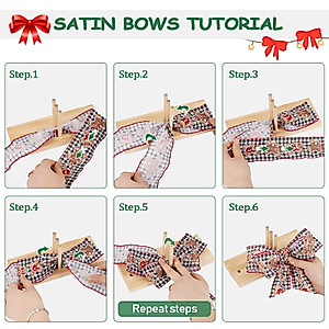 Creproly Bow Maker for Ribbon Wreaths, 2-in-1 Double Sided Wooden Hair Bow Making Tool for Crafts DIY Decoration for Christmas Halloween Holiday (New Style1)