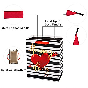 FaCraft Valentines Gift Bags with Handles 13" Large Valentines Day Gift Bag for Boyfriend Kids Happy Day Gift Bag with Tissue Paper for Her Him Men Wife Anniversary Weddings Bridal Shower Gift Bag