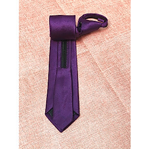 Mens Big Boys Dark Purple Silk Clip on Zip Ties Elegant Formal Wedding Neckties