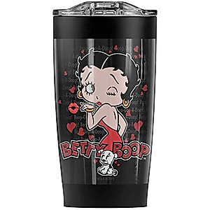 Logovision Betty Boop A Classic Kiss Stainless Steel Tumbler 20 oz Coffee Travel Mug/Cup, Vacuum Insulated & Double Wall with Leakproof Sliding Lid | Great for Hot Drinks and Cold Beverages