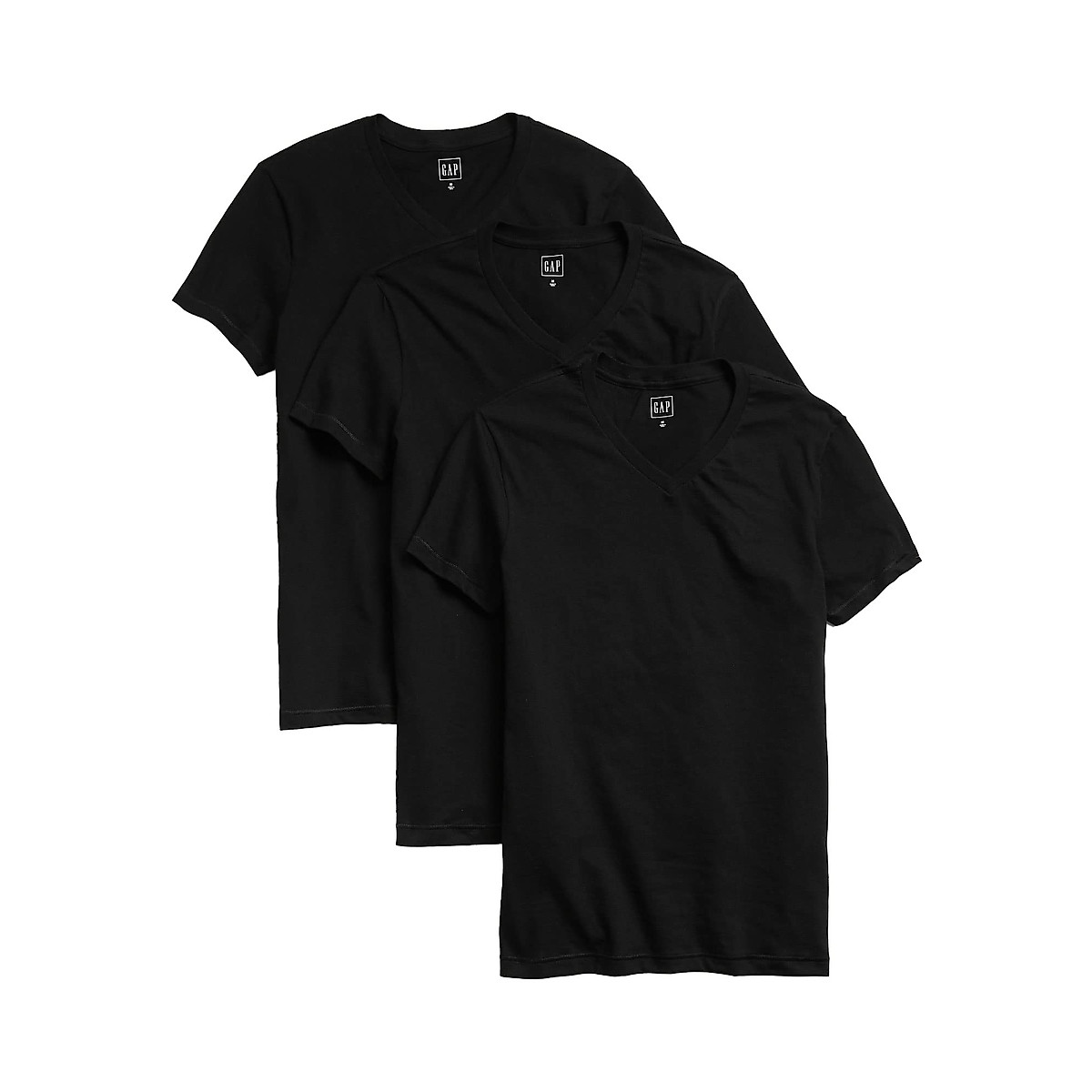 GAP Mens Vneck T-Shirt (3-Pack) T Shirt, True Black, Medium US