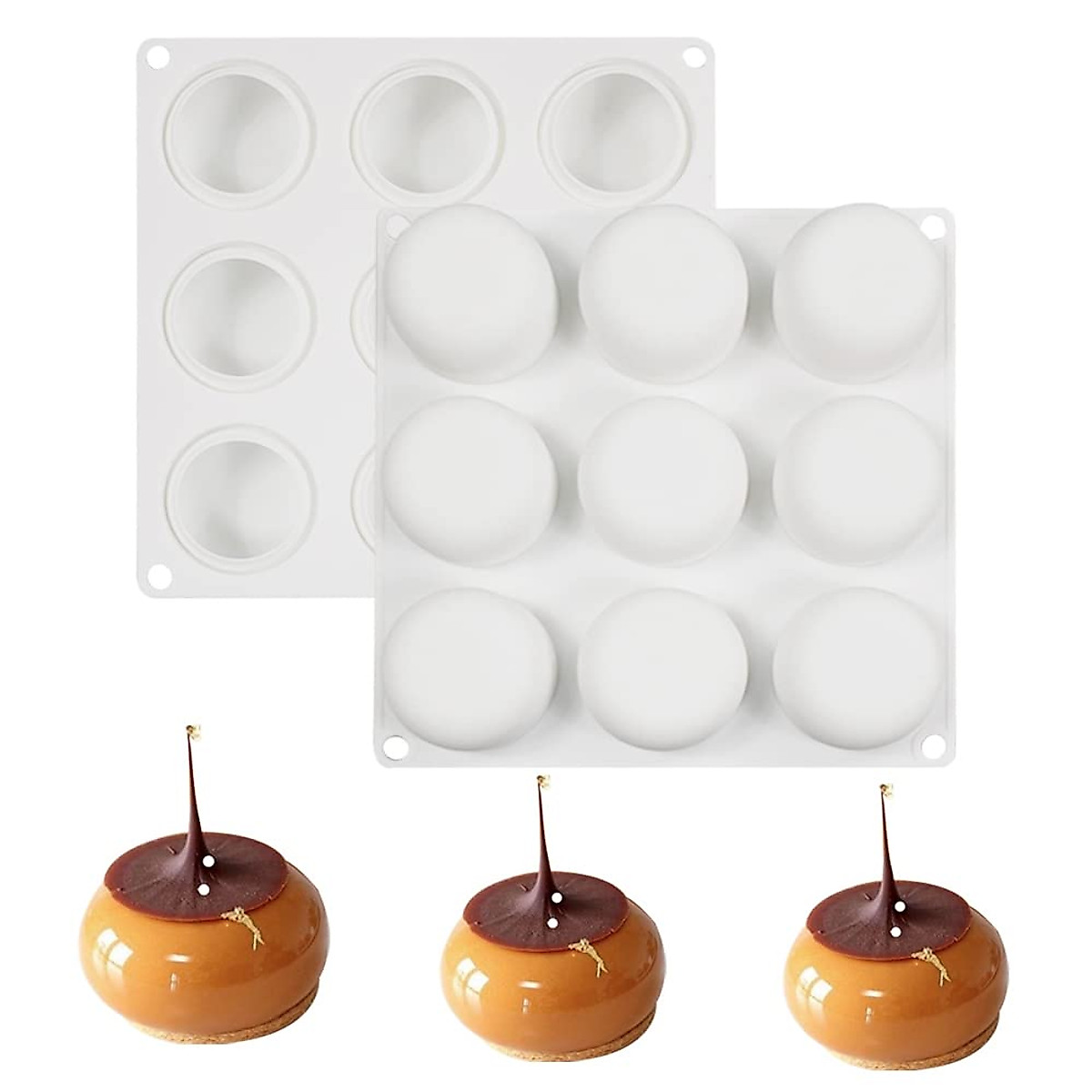 mostsom Silicone Chocolate Half Round Mold Medium Semi Sphere Silicone Mold,Half Sphere Silicone Baking Molds for Making Chocolate, Cake, Jelly, Dome Mousse (Oblate Spheroid A)