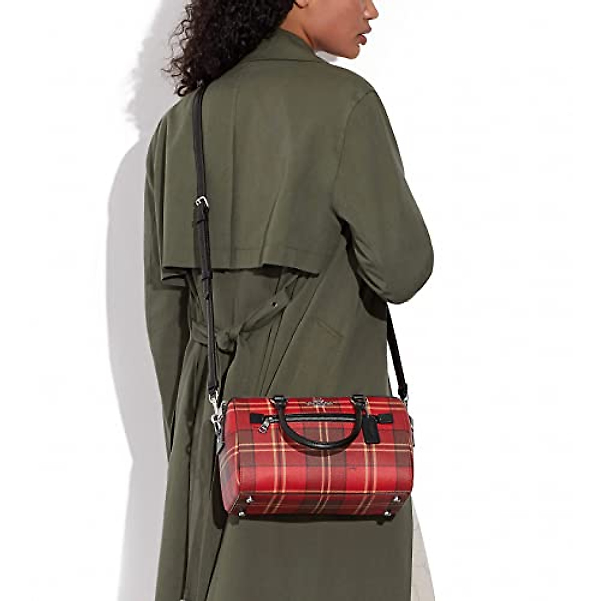 Coach Rowan Satchel, Crossgrain Leather, Red/Black Multi