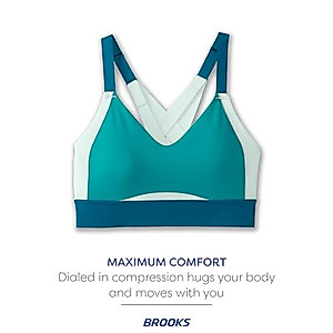 Brooks Women's Interlace Sports Bra for High Impact Running, Workouts & Sports with Maximum Support - Nile Green/Lagoon/Light Mint - 40 C/D
