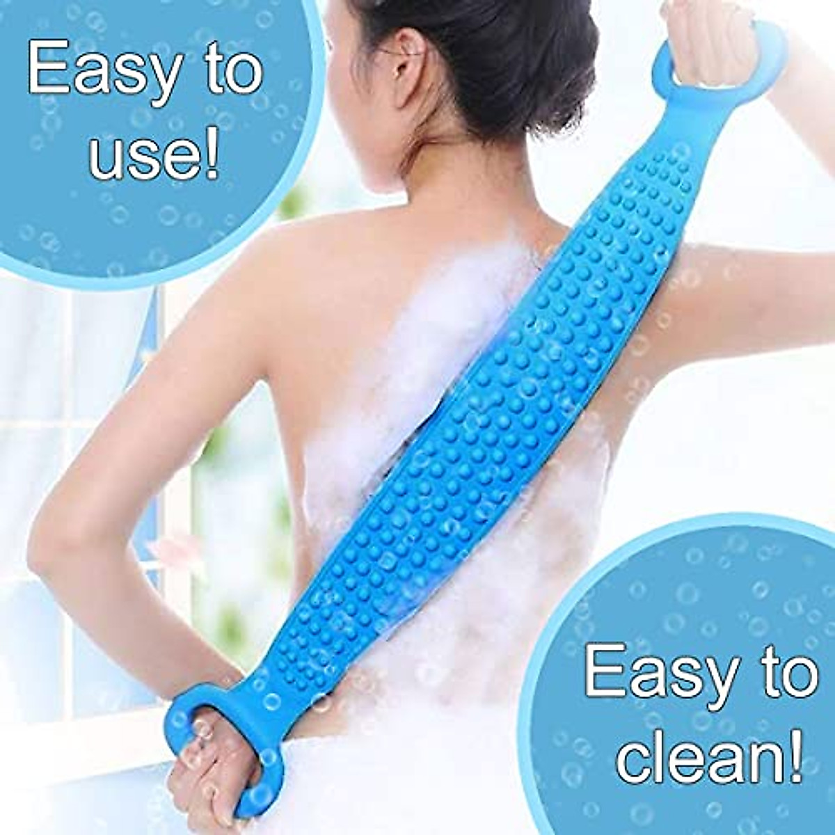 Silicone Back Scrubber for Shower/Silicone Body scrubber and Foot scrub/Exfoliating brush - Extra-large and Dual-sided texture fulfilling all your cleaning needs.