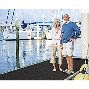 House, Home and More Indoor Outdoor Double-Ribbed Carpet Runner with Skid-Resistant Rubber Backing - Smokey Black - 3 Feet x 10 Feet