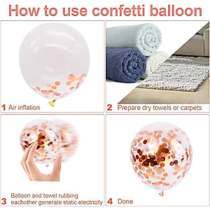 60pcs Rose Gold Balloons 12 inch White and Rose Gold Latex Balloons Rose Gold Confetti Balloon for Birthday Party Wedding Graduation Bridal Shower Decorations