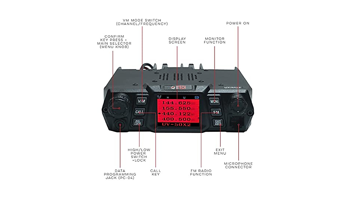 BTECH UV-50X2: 50W Dual Band Ham Mobile/Base Radio