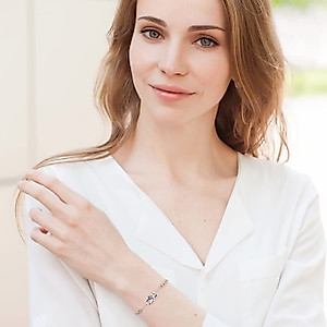 Memorjew Birthstone Bracelet for Women - 925 Sterling Silver Bracelet Gifts for Women, September Sapphire Birthstone Bracelet Charms Gifts Anniversary Mothers Day Birthday Gifts for Women