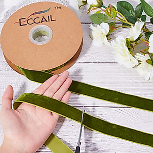 arricraft 20 Yards × 1 Inch Single Side Velvet Ribbon, Satin Ribbon Roll for Wedding, Gift Wrapping, Hair Bows, Flower Arranging, Home Decorating ( Olive )