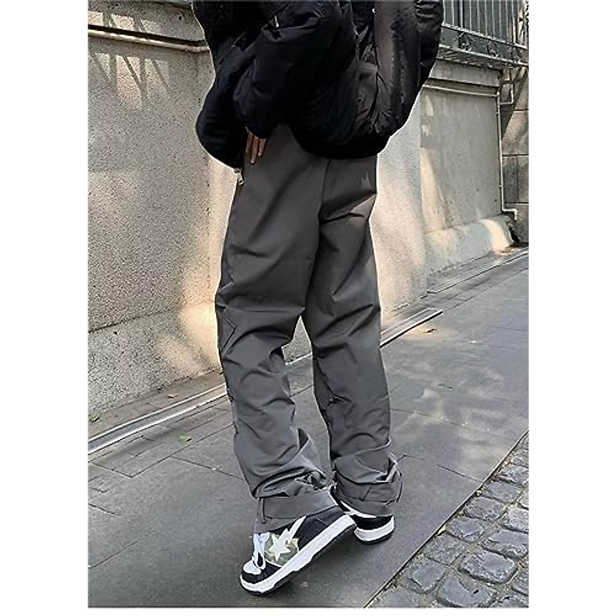 Zempertoopa Cargo Pants Women Low Waist Y2k Wide Leg Parachute Pants Casual Baggy Combat Military Trousers with Pockets Streetwear (C-Gray Elastic Waist, XL)