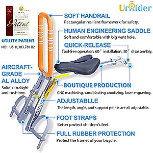 UrRider Child Bike Seat, Front Mount Kids Bike Seat,Fit Mountain Bikes, Cruiser Bikes, Folding Bikes, Ultra Light,Portable, Tool-Free, Quick-Release,Toddler Bike Seat for Baby 2-6 Years(up to 60lbs)