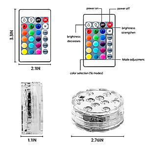 Shangyuan Boat Lights Wireless, Battery Powered Operated Marine Led Interior Light for Boat Deck Courtesy Light, for Fishing Pontoon Sailboat Kayak, Remote Control Multi Color Changing, RGB, 4PCS