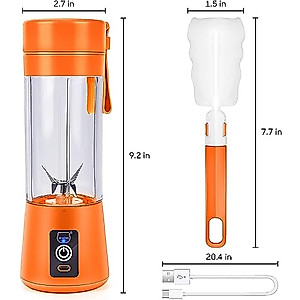 Portable Blender, MIAOKE Personal Mini Juice Blender, USB Rchargeable Juicer Cup with Six Blades in 3D, Smoothie Blender Home/Office/Outdoors- Orange