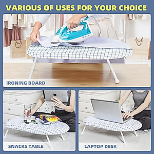 STORAGE MANIAC Tabletop Ironing Board with Folding Legs, Extra Wide Countertop Ironing Board with Cotton Cover, Portable Mini Ironing Board for Sewing, Craft Room, Household, Dorm, White
