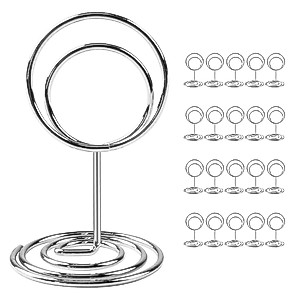 FGY 20PCS Table Number Holders, 2 Inch Place Card Holders, Mini Table Number Stands, Picture Memo Photo Holders for Table, Table Sign Holders for Centerpieces Wedding Party Graduation Reception,Silver