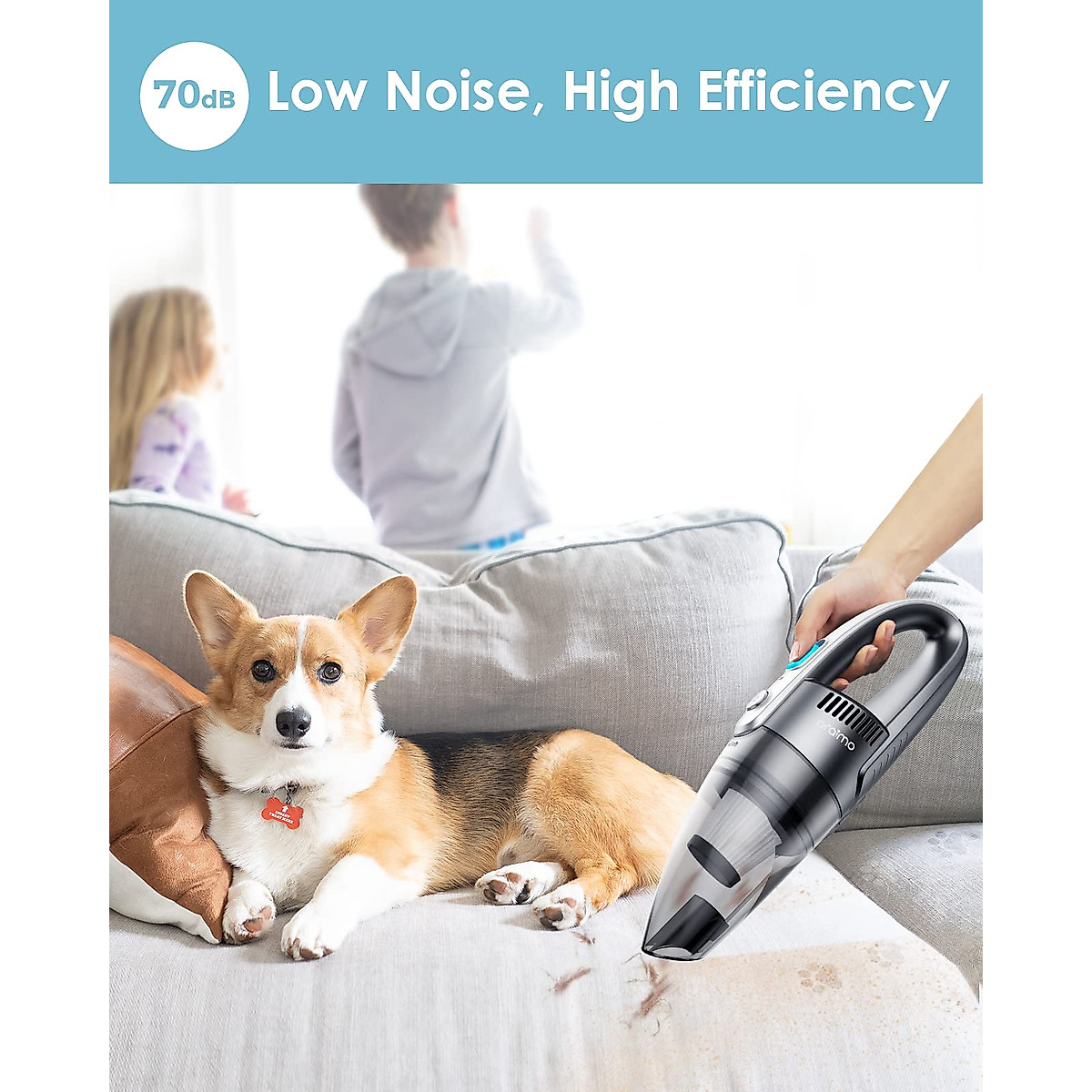 Oraimo Handheld Vacuum, Ultra Lightweight Hand Held Vacuuming Cordless, Hand Vacuum Cordless Rechargeable, 3.5H Fast-Charge for Home Kitchen Car Corner Upholstery Pet Hair Dust Gravel Crumbs Cleaning