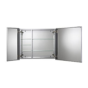 Croydex Williams Bi-View Recessed or Surface Mount, Hang 'n' Lock Easy Installation Medicine Cabinet, 30W x 26H, Aluminum