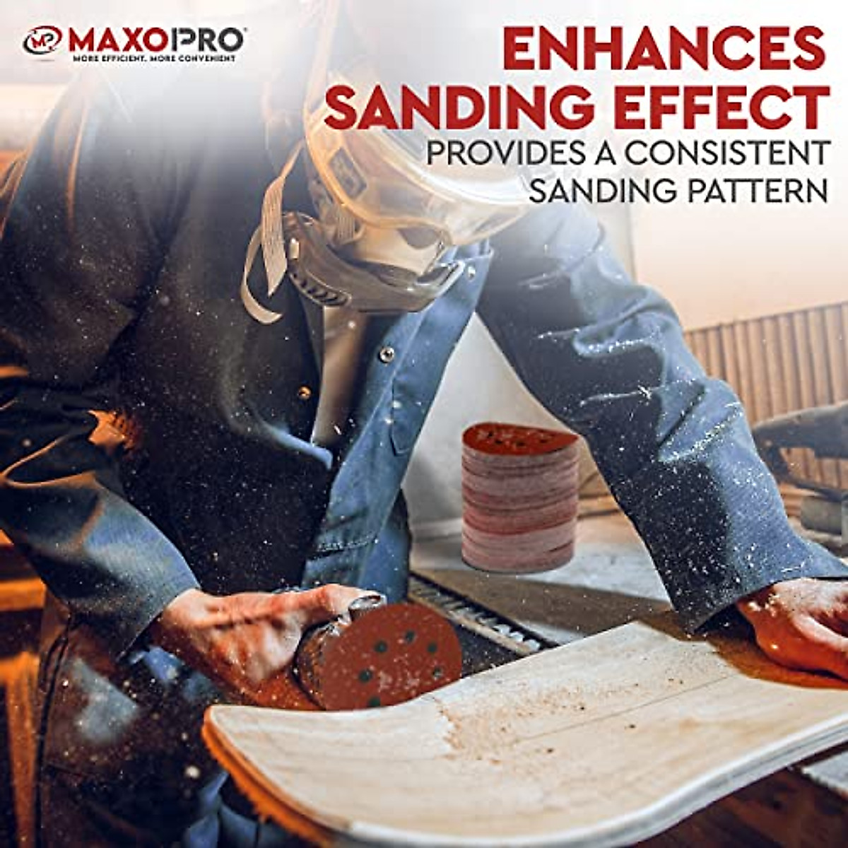 5 Inch Sanding Discs Hook and Loop - 150 Pcs 8-Holes Orbital Sandpaper Includes - 60/80/100/120/150/180/240/320/400/600 Assorted - Dustless and Anti-Clogging - by MaxoPro