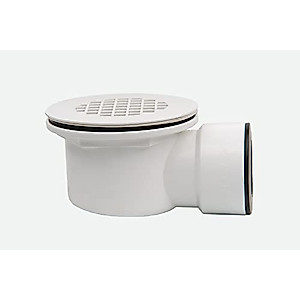 MUCOL Low Profile Shower Base Drain with Perforated Strainer, 2 '' Side Outlet Shower Drain, PVC Drain for Low Profile Shower Drain Trap and Side Outlet Drain Assembly.