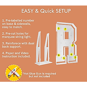 4FT Marquee Light Up Letters, Large Marquee Letters, Mosaic Balloon Frame Letters Big Letters for Engagement Wedding Decorations Birthday Party Backdrop Decor, Balloon Arch Kit Letter R