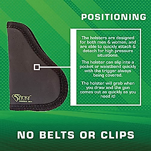 Sticky Holsters Concealment Holster for Men and Women - MD-4 MOD - Fits Glock 43, S&W Shield and Similar with up to 3.6" Barrel and Laser - for Left and Right-Hand Draw; IWB and Pocket Carry