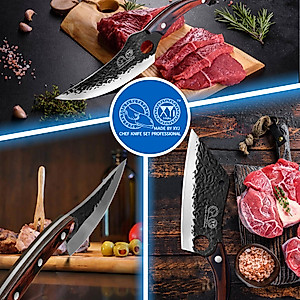 XYJ Professional Chef Knife Set with Bag Japanese Kitchen Knives Serbian Meat Cleaver for Camping Outdoor