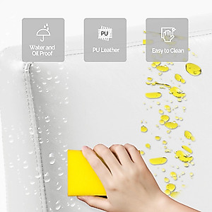 LEADZM Waiting Room Bench Seating, Salon Reception Chairs Leather Upholstered Settee with Backrest, Heavy Duty Guest Lobby Chair, Office Beauty Barbershop Furniture, White