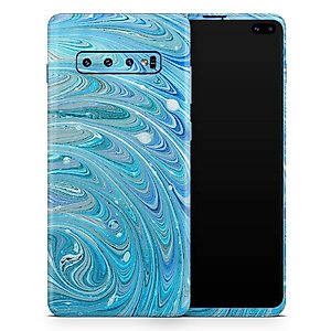 DesignSkinz Mixed Blue Oil Protective Vinyl Decal Wrap Skin Cover Compatible with The Samsung Galaxy S20 (Screen Trim & Back Glass Skin)
