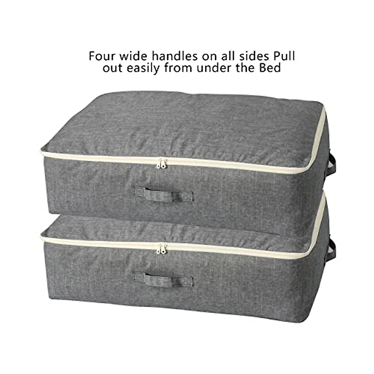 Quilt Storage Bag with 2 Way Zipper Bed Organizer Bag Under Bed Storage Bag Store Quilt Tops Clothes and Protect Fabrics for Closets, Bedrooms Grey