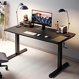 QLLY Height Adjustable Standing Desk 47 Inch/120cm, Sturdy Working Writing Table for Home Office Workstation, Black