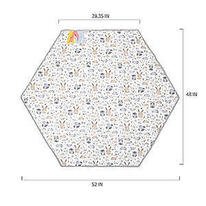 Dad-Baby Hexagon Playpen Mattress, Baby Floor Mat Fits Regalo Play Yard 6 Panel Playpen and Hiccapop PlayPod Portable Playpen,Non Slip with Carry Bag,Visual Stimulation,Baby Essentials