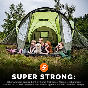 Ground Anchors Screw in - 12 Inch Set of 4 - Tent Stakes Heavy Duty - Trampoline Anchor Kit - Earth Anchor - Swing Set Anchors for Metal Swing Set - Trampoline Stakes Anchors High Wind