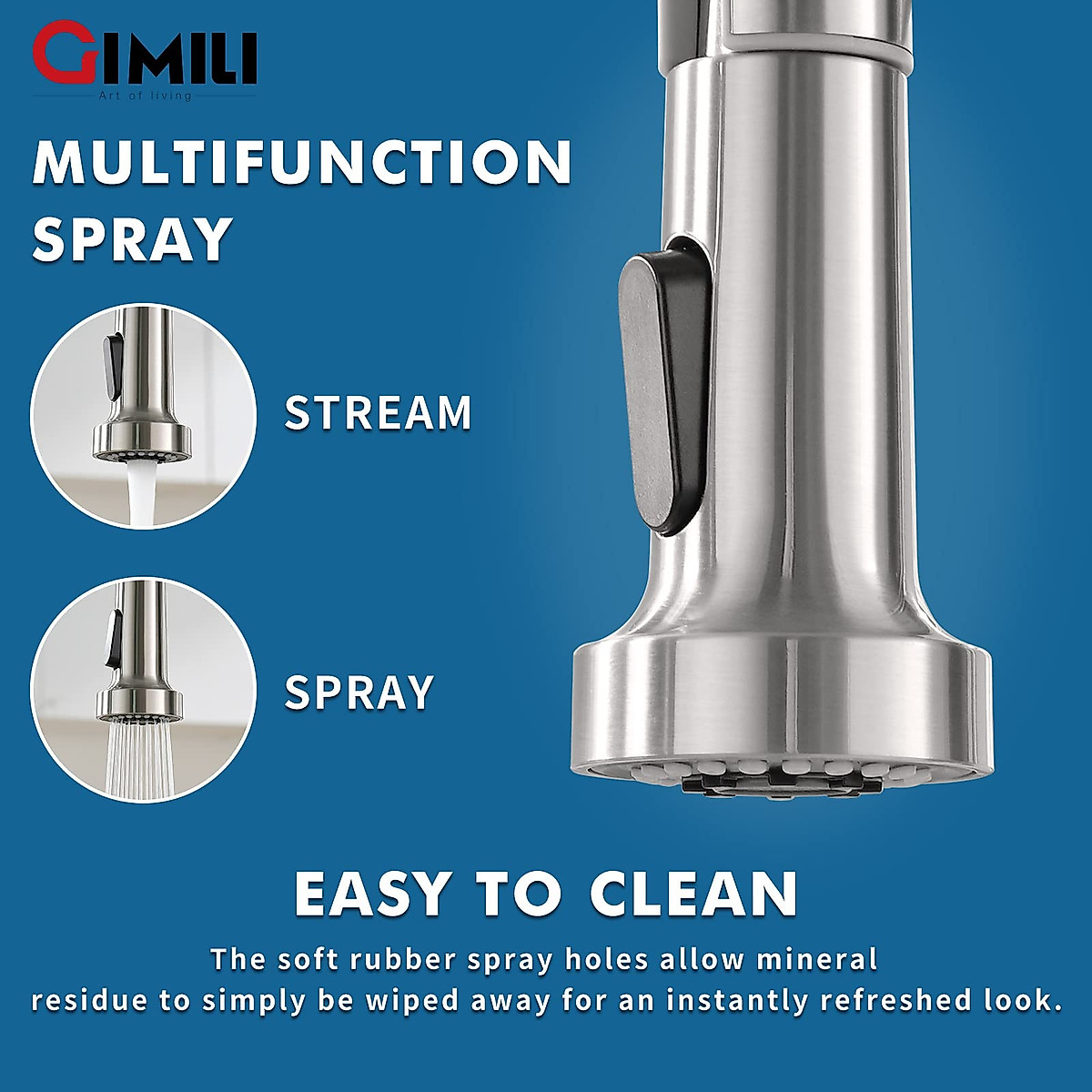 GIMILI Touchless Kitchen Faucet with Pull Down Sprayer Motion Sensor Smart Activated Hands Free Single Handle Spring Brushed Nickel Kitchen Sink Faucet