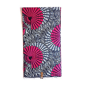 Pink Fan African Print Fabric - Cotton (6yards) 5.5mtrs