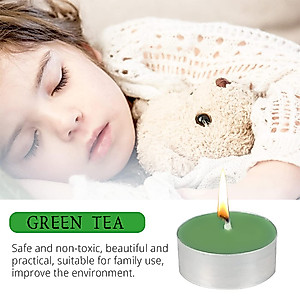 Tea Lights Candles - 12 Pack Green Tealights Candle Scented Green Tea Small Candle for Home, Holiday, Wedding & Party,Dinner Table, Halloween Christmas and Holiday (Green Tea)