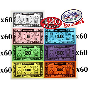 Matty's Money 420 Piece Replacement Play Money Set (60 Pieces Each of $1's, $5's, $10's, $20's, $50's, $100's & $500's) $41,160 in Game Money