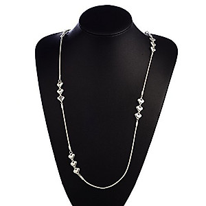 welbijoux Love Heart Shape Chain Necklace Silver Plating Snake Chain Statement Necklace for Women 40+3inch