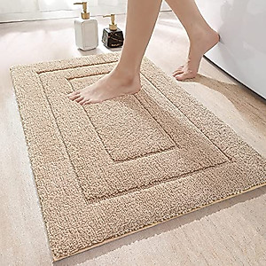 DEXI Bathroom Rug Mat, Extra Soft Absorbent Premium Bath Rug, Non-Slip Comfortable Bath Mat, Carpet for Tub, Shower, Bath Room, Machine Wash Dry, 16"x24", Beige