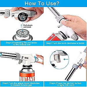 2 Pcs Butane Torch Head Master Torches Kitchen Blow Torch Chef Cooking Torches Lighter Adjustable Flame With Safety Lock Culinary Torch For Creme Brulee BBQ Butane Gas Not Included