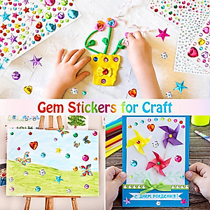 971 pcs Gem Stickers, Star Heart Round Small Stickers for Kids Adults, Glitter Cute Stickers for Crafts, Face Eye Body Makeup, DIY Decoration, Kids Reward, Sparkling Acrylic Rhinestones Jewel Stickers