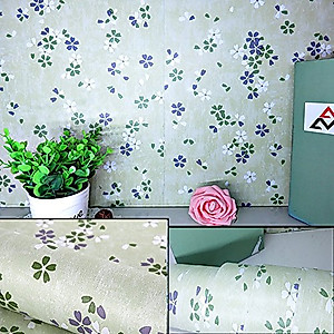 HOYOYO 17.8 x 78 Inches Self-Adhesive Shelf Liner, Self Adhesive Dresser Drawer Paper Wall Sticker Home Decoration, Green Flowers