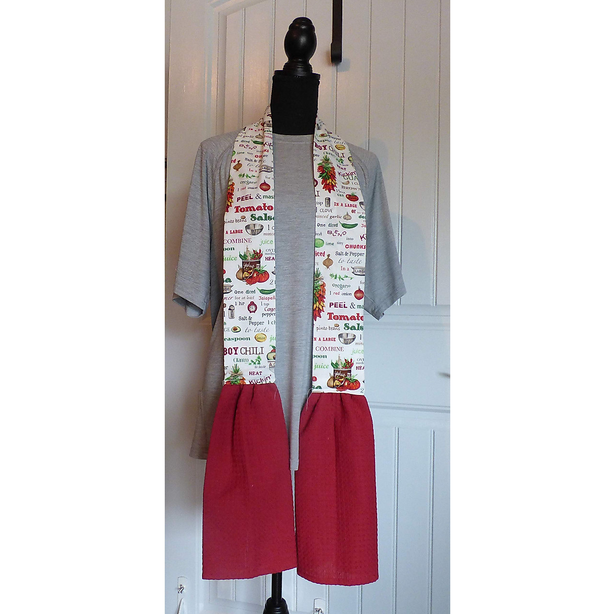 Chili Recipe Kitchen Boa with Red Towel, Neck Apron, Neck Towel, Kitchen Scarf, Chef's Towel, Gifts under $25, Ships Same/Next Day!