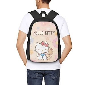 SOREC Hello Cat Kitty And Friend Backpack Big Capacity Water Resistant Lightweight Laptop Backpack For Travel Office Outdoor Cosplay Daypacks