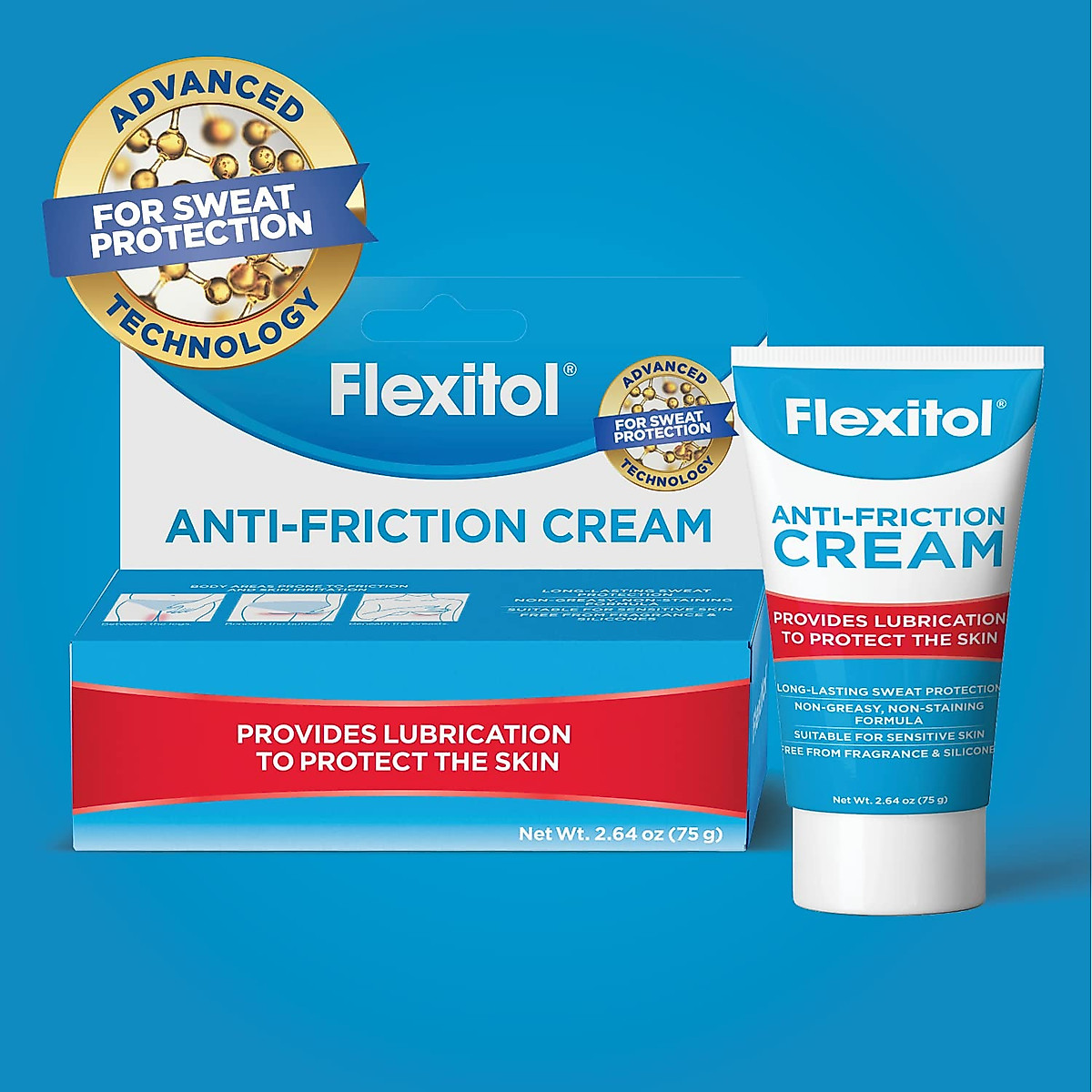 Flexitol Anti-Friction Sweat Protection Anti-Chafing Cream 2.64 Ounce