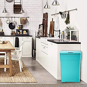 MGHH Trash Can, Automatic Garbage Can, Plastic Touch Free Waste Bins 13 Gallon/50 Liter with Lid for Bedroom, Bathroom,Kitchen, Office, Living Room, Bathroom-Blue